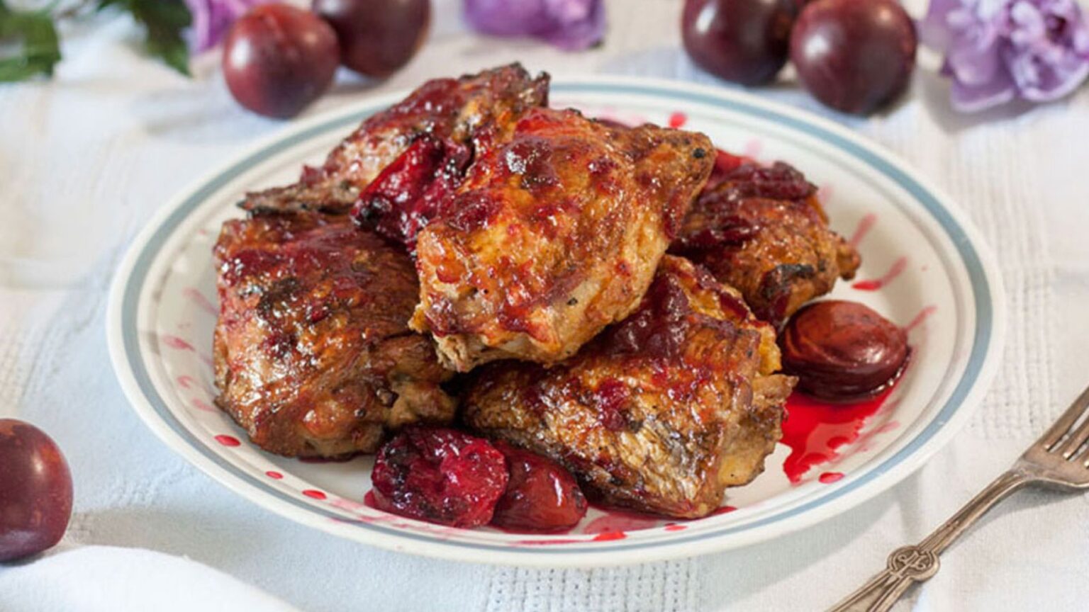 Chicken with Plum Sauce and Grilled Plums - Binky's Culinary Carnival