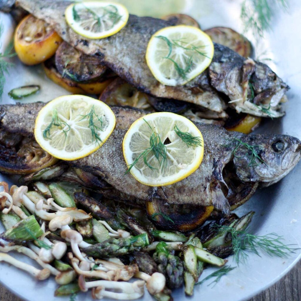 Garlic - Citrus Stuffed Whole Rainbow Trout - Binky's Culinary Carnival